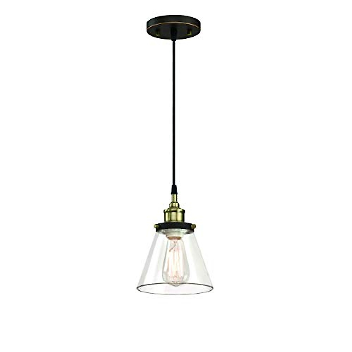 YaoKuem Pendant Lighting Fixture, Hanging Ceiling Lights, E26 Medium Base Max. 60 Watts, Clear Glass Cover, Bulbs not Included, 2-Pack