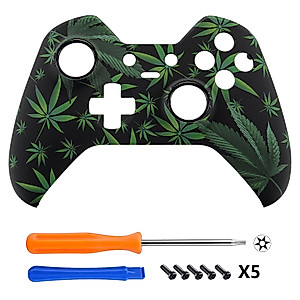 eXtremeRate The Great Wave Patterned Front Housing Shell Faceplate for Xbox One Elite Controller Model 1698 with Thumbstick Accent Rings - Controller NOT Included