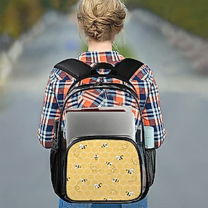 Heavy Duty Clear Backpack Stadium Approved, Honey Bees Bumblebees PVC Transparent Backpack See Through Large Bookbag for Work School Travel College