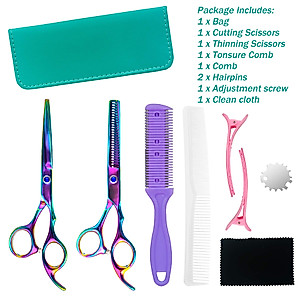 LIGICKY Hair Cutting Scissors Kit Professional Barber Stainless Steel Hairdressing Scissors Set Hair thinning Shears Bang Hair Scissor for Kids/Women/Men/Salon/Home