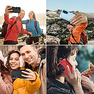 Qinmay Moto G 5G 2022 Case & 2 HD Screen Protectors, Heavy Duty 3-in-1 TPU+PC - WineRed Pink