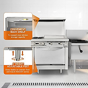 HOCCOT 36” Gas Range Stove with 2 Burners and 24” Griddle Cooktop, Freestanding Commercial Natural Gas Restaurant Range Stainless Steel w/Standard Oven & Cast Iron Grate, 135,000 BTU Total