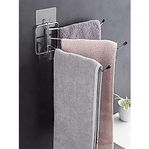 Rotating Towel Holder Rack for Kitchen Bathroom - Stainless Steel Wall Mounted Towel Bar with 3-Arm