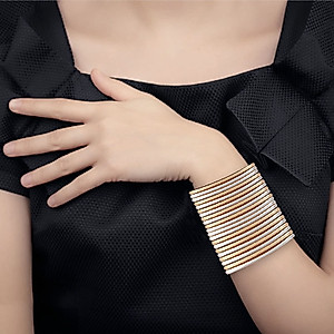 Oubaka 40Pcs Guitar String Bracelets for Women,Stainless Steel Coil Bracelets String Guitar String Spring Bracelets (Gold K,White K)