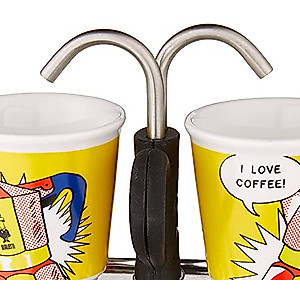 Bialetti - Mini Express Lichtenstein: Moka Set includes Coffee Maker 2-Cup (2.8 Oz) + 2 shot glasses, Yellow, Aluminium