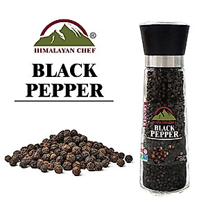 Himalayan Chef Pink Salt and Pepper Grinder Set of 2 - Adjustable Ceramic Himalayan Salt Grinder & Pepper Grinder - Tall Glass Salt and Pepper Shakers - Pepper Mill & Salt Mill, Large (5351AX2)