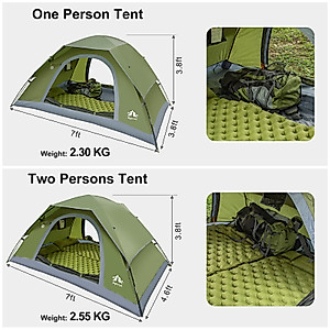 Night Cat Camping Tents 1 2 3 4 Persons with Unique Rainfly Backpacking Tent Easy Clip Setup Double Layers 2 Doors Waterproof Lightweight,Single-Size