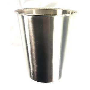 3SCompany Saxony 5 qt Round Metal Trash Can, Waste Basket Garbage Can for Bathroom, Bedroom, Home Office, College Dorm, Kitchen, 6" x 9" x 9", Brushed Stainless Steel Beaded Accent