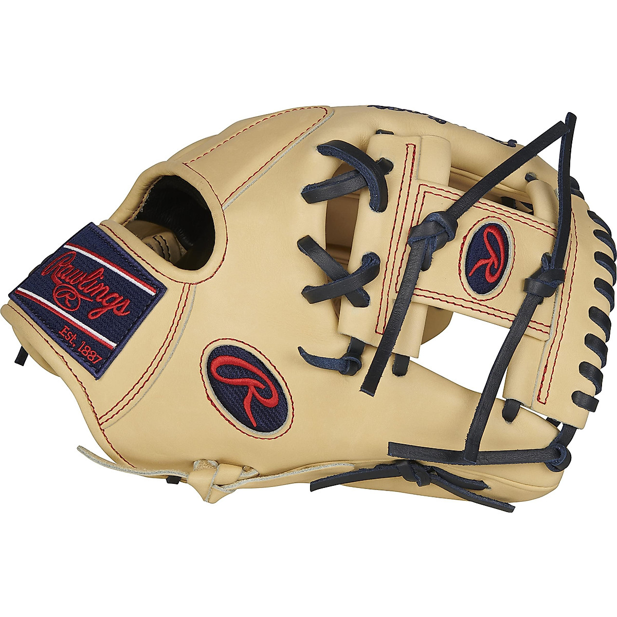 Rawlings | PRO PREFERRED Baseball Glove | 11.5" | Pro I Web | Right Hand Throw | Camel/Navy/Red