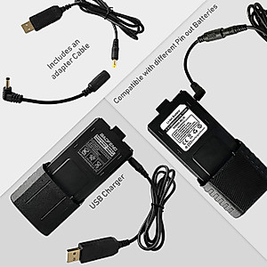 BT1013 USB Charging Cable Compatible with BL-5L and BaoFeng Extended Batteries, includes Dual 2.5mm Barrel Plug Adapters - Fast Power Transformer Cord