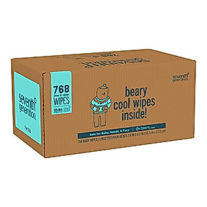 Seventh Generation Baby Wipes, 768 count, Made for Sensitive Skin, Refill with Tape Seal, 64 Count (Pack of 12)