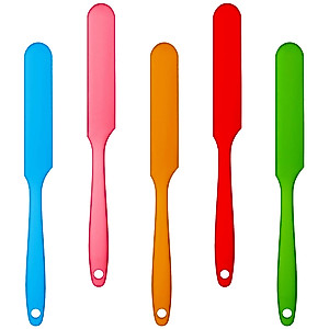 5 Pieces Non Stick Wax Spatulas Large Hard Wax Sticks Silicone Spatula Hair Removal Waxing Applicator Reusable Scraper for Home Salon Body Use, 5 Colors