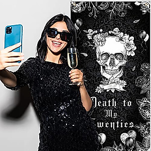 Death to My Twenties Decorations Rip to My 20s Door Cover 30th Birthday Party Backdrop Skull Door Banner for Death to My 20s Party Supplies Background Photo Props