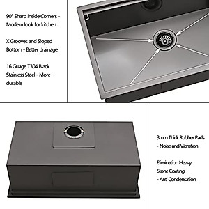 32 Black Undermount Workstation Kitchen Sink, Luckyhorse 32x19x10 Inches 16 Gauge Gunmetal Black Stainless Steel Undermount Workstation Kitchen Sink LH014S