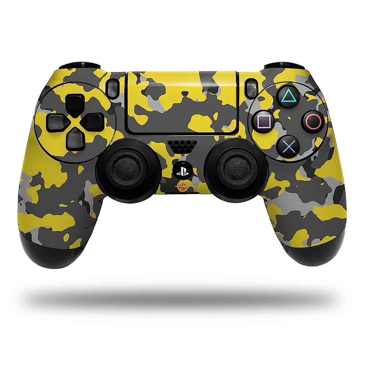 WraptorSkinz Skin Compatible with Sony PS4 Dualshock Controller PlayStation 4 Original Slim and Pro WraptorCamo Old School Camouflage Camo Yellow (Controller NOT Included)