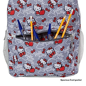 Fast Forward Hello Kitty Backpack for Girls, 16 inch, Red and Grey