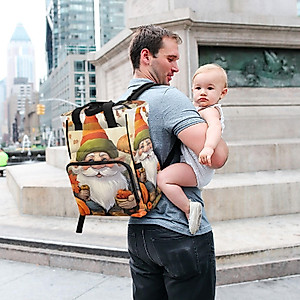 xigua Autumn Gnome Diaper Bag Backpack Multi Function Baby Changing Bags Waterproof Large Capacity Travel Back Pack for Mom Dad