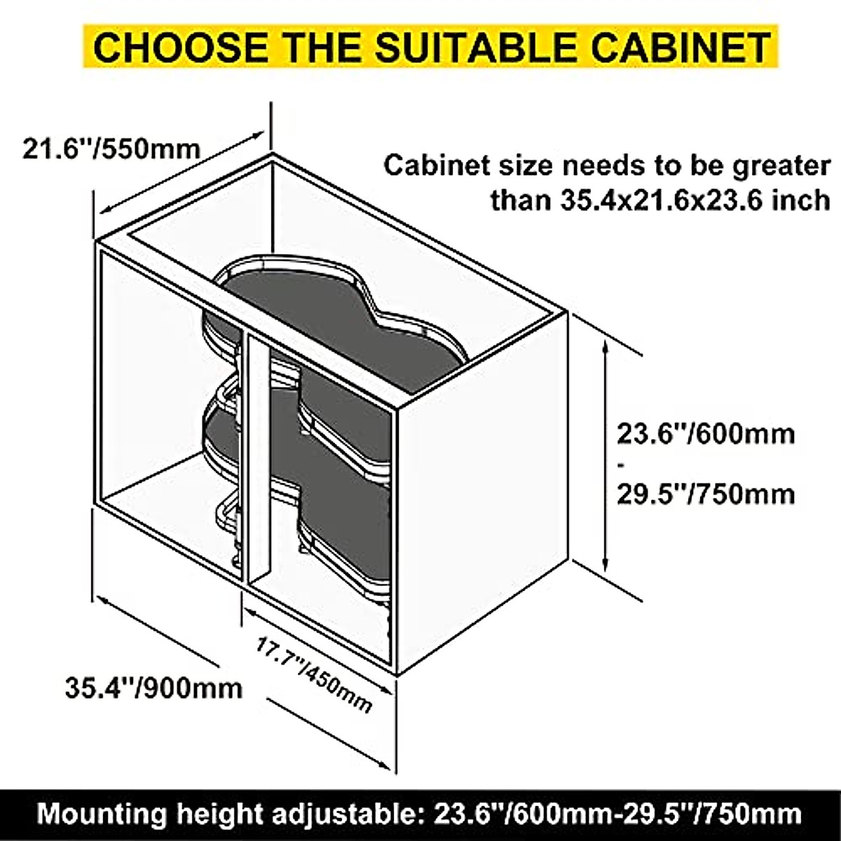 VEVOR Swing Right Blind Corner Cabinet Pull Out for 36 inch Cabinet, 2 Tier Swing Tray Blind Kitchen Cabinet, Soft Close Cloud Blind Organizer for Left Handed Open Blind Corner Cabinet
