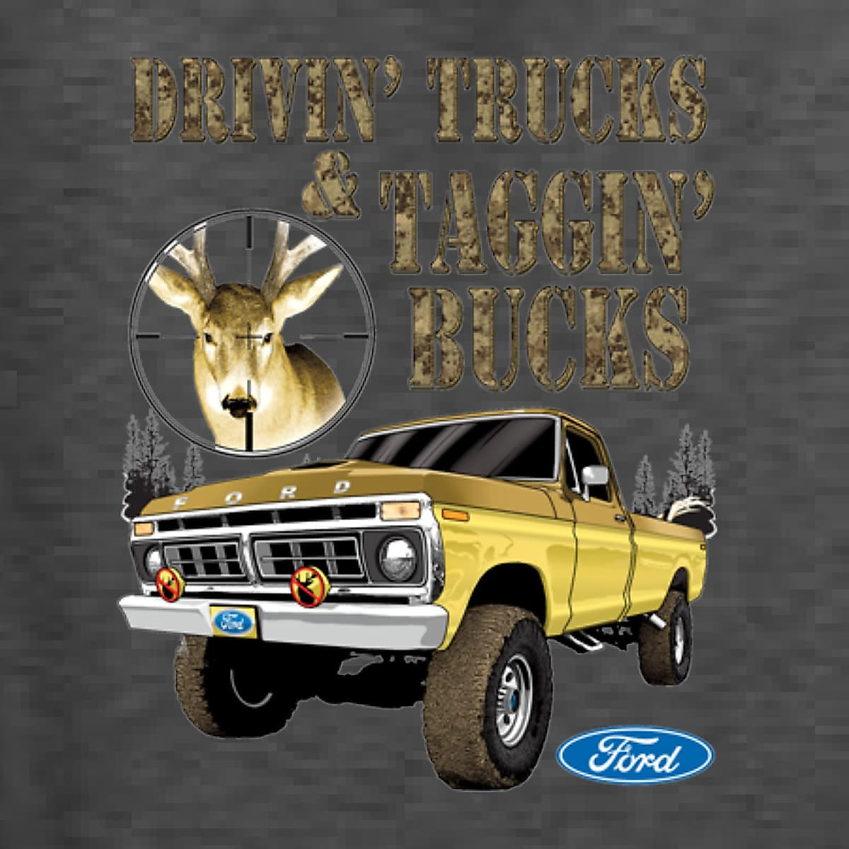 Wild Bobby Driving Trucks and Taggin Bucks Retro Ford F150 Hunting Cars and Trucks Unisex Graphic Hoodie Sweatshirt, Heather Black, Medium
