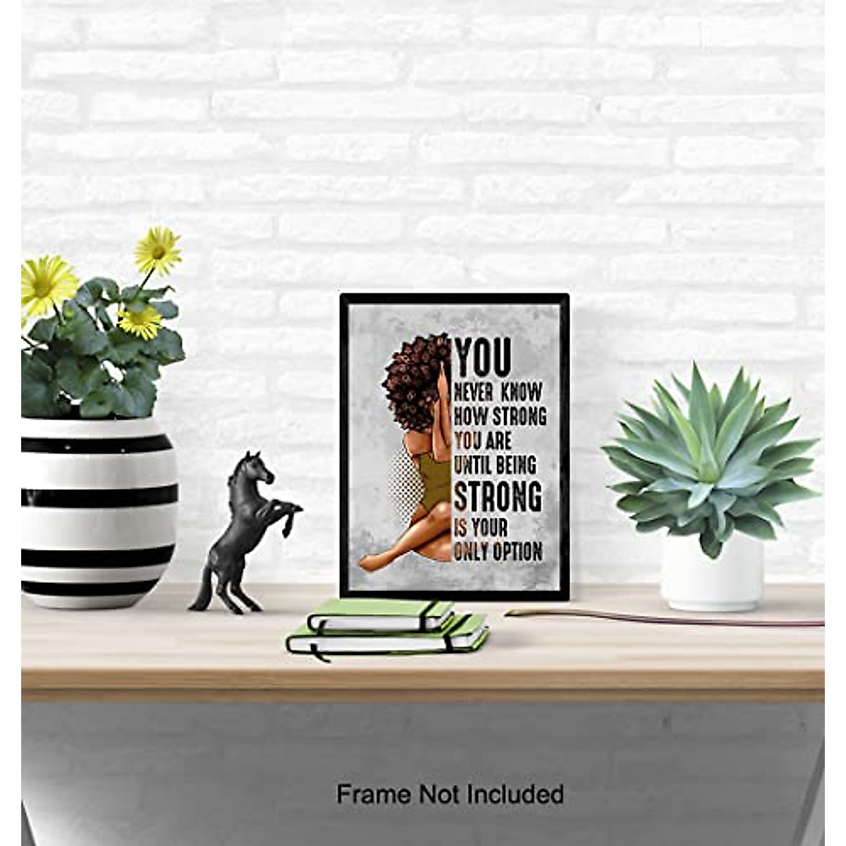 Inspirational African American Wall Art & Decor - Black Art - Encouragement Gifts for Women Woman - Uplifting Positive Quotes - Afro Girl - Motivational Posters - Bedroom Living Room Home Office