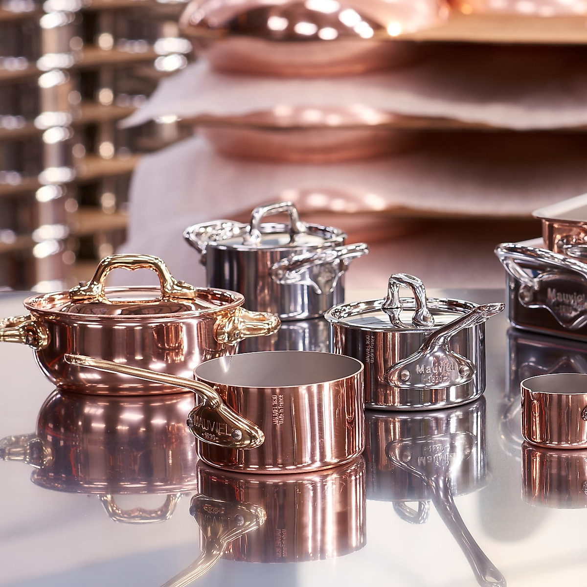 Mauviel M'Minis Stainless Steel Sauce Pan With Brass Handle, 3.5-in, Made in France