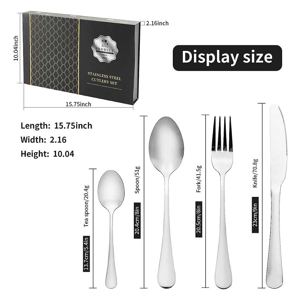 NAMUPIE 24-Piece Stainless Steel Flatware Silverware Set with Premium Gift Box Service for 6, Superior Cutlery Set Suitable for Family Party Includes 6 Knifes/ 6 Forks/ 6 Spoons/ 6 Teaspoons
