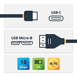 StarTech.com USB C to Micro USB Cable 0.5m - USB 3.1 Type C to Micro USB Type B Cable - Micro USB 3.1 to USB-C - Thunderbolt 3 Compatible (USB31CUB50CM)