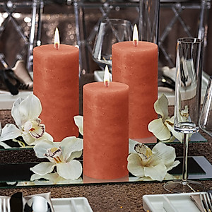 BOLSIUS 4 Pack Orange Rustic Pillar Candles - 2.75 X 5 Inches - Premium European Quality - Includes Natural Plant-Based Wax - Unscented Dripless Smokeless 60 Hour Party Décor and Wedding Candles
