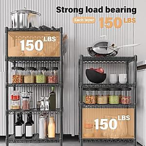 AHEONLAR 3 Tier Grey Storage Racks and Shelving - Heavy Steel Material Pantry Shelves - Adjustable Storage Shelf Metal Storage Rack Wire, Suitable for Warehouses, Closets, Kitchens…