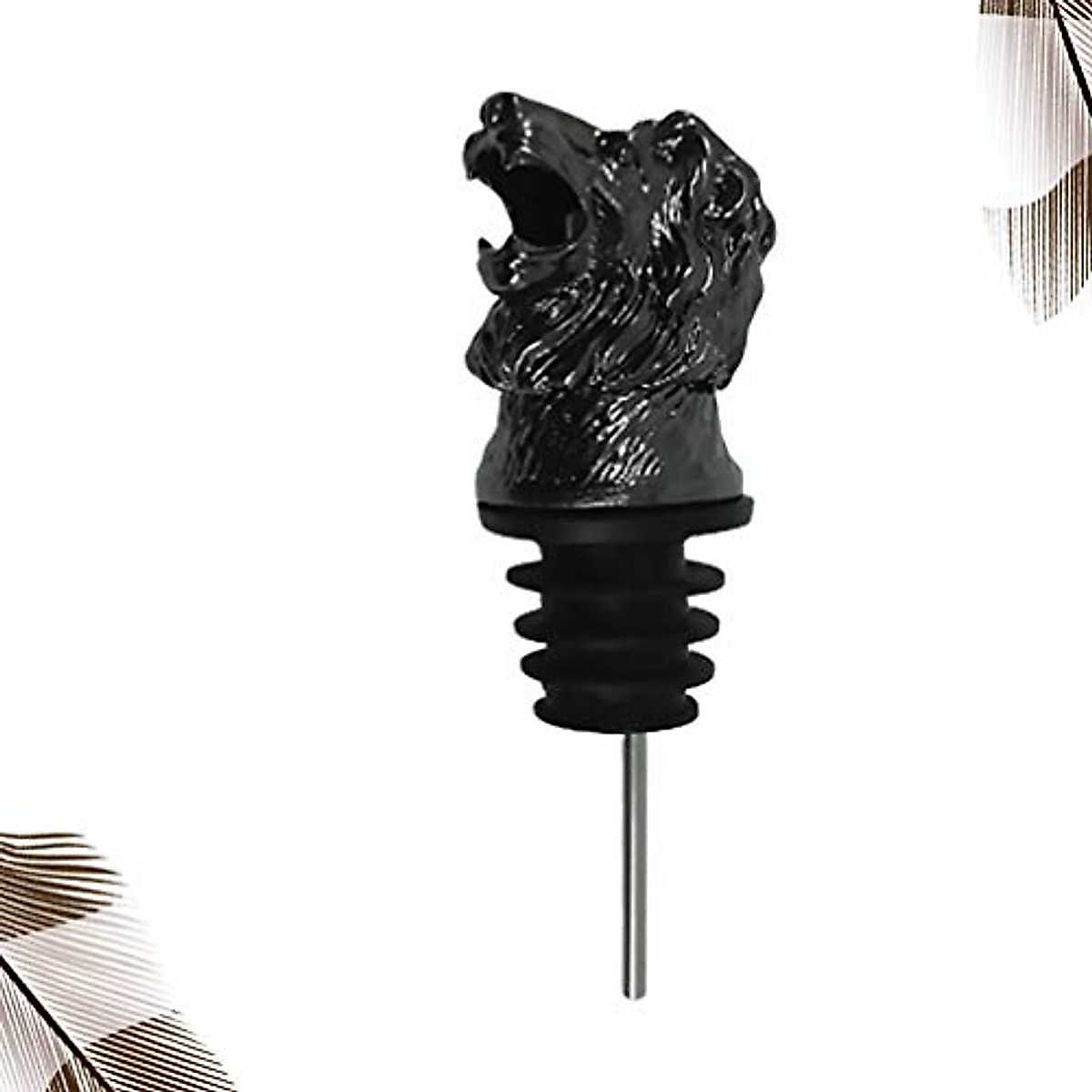 Bottle Spout Wine Stopper Pourer Reusable Bottle Stopper Wine Spout Pourer Bottle Toppers for Stainless Steel Wine Pourer Lion Wine Stopper Glass Animals Wine Bottle Bracket