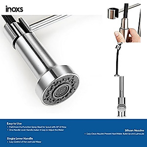 Inoxs24 Inch Commercial Design Single Handle Pull Down Spray T 304 Stainless Steel Kitchen Faucet