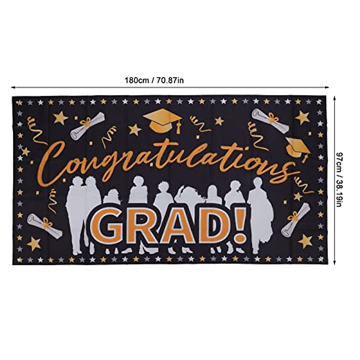 Graduation Banner, 71x38in 2022 Durable Polyester Fabrics Fadeless 4 Eyelets Easy Installation Congrats Grad Banner for Party(D), Graduation Banner, 71x38in 2022 Durable Polyester Graduation Bann