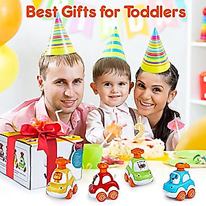 Cars Toys for 1 Year Old Boy Gifts Press and Go Cartoon Toys Cars for Toddlers 1-3 Baby Toys 12-18 Months Toddler Toys Age 1-2 One Year Old Boy Toys 1st Birthday Gifts for 1 2 3 Year Old Boys Girls
