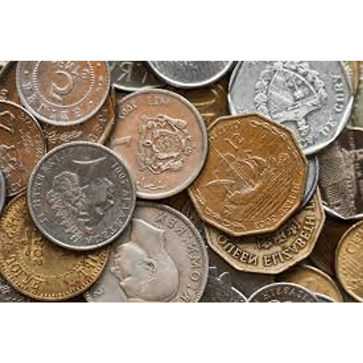 Premium World Coins Collection. Half Pound of Unsearched Coins from Around the World (About 50 Coins) with New and Old Coins In a Vx Investments Pouch