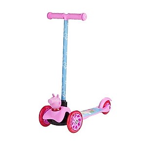Sakar Self Balancing Toddler Scooter with Light-Up Wheels - Extra Wide Deck, 3 Wheel Platform, Foot Activated Brake, 75 Lbs Limit, Scooter for Kids Ages 3-5