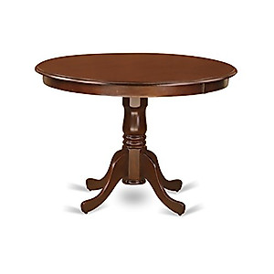 East West Furniture HLCA5-MAH-LC 5 Piece Modern Dining Table Set Includes a Round Wooden Table with Pedestal and 4 Faux Leather Kitchen Dining Chairs, 42x42 Inch, Mahogany