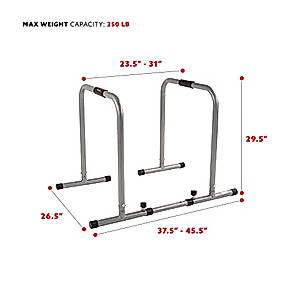 Sunny Health & Fitness SF-BH6507 Dip Station Body Press Parallel Bar with Adjustable Length and Foam Grips