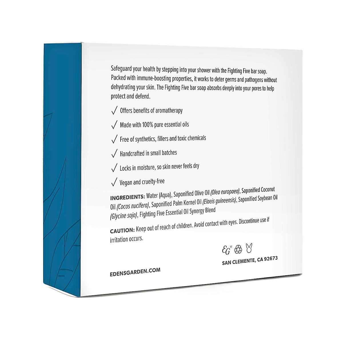 Edens Garden Fighting Five Bar Soap – Natural Cold-Processed Soap with Pure Cleansing Essential Oils for Immunity & Wellness – Handmade Vegan Aromatherapy Bar for Skin, Face & Body, 4.5 oz (127 g)