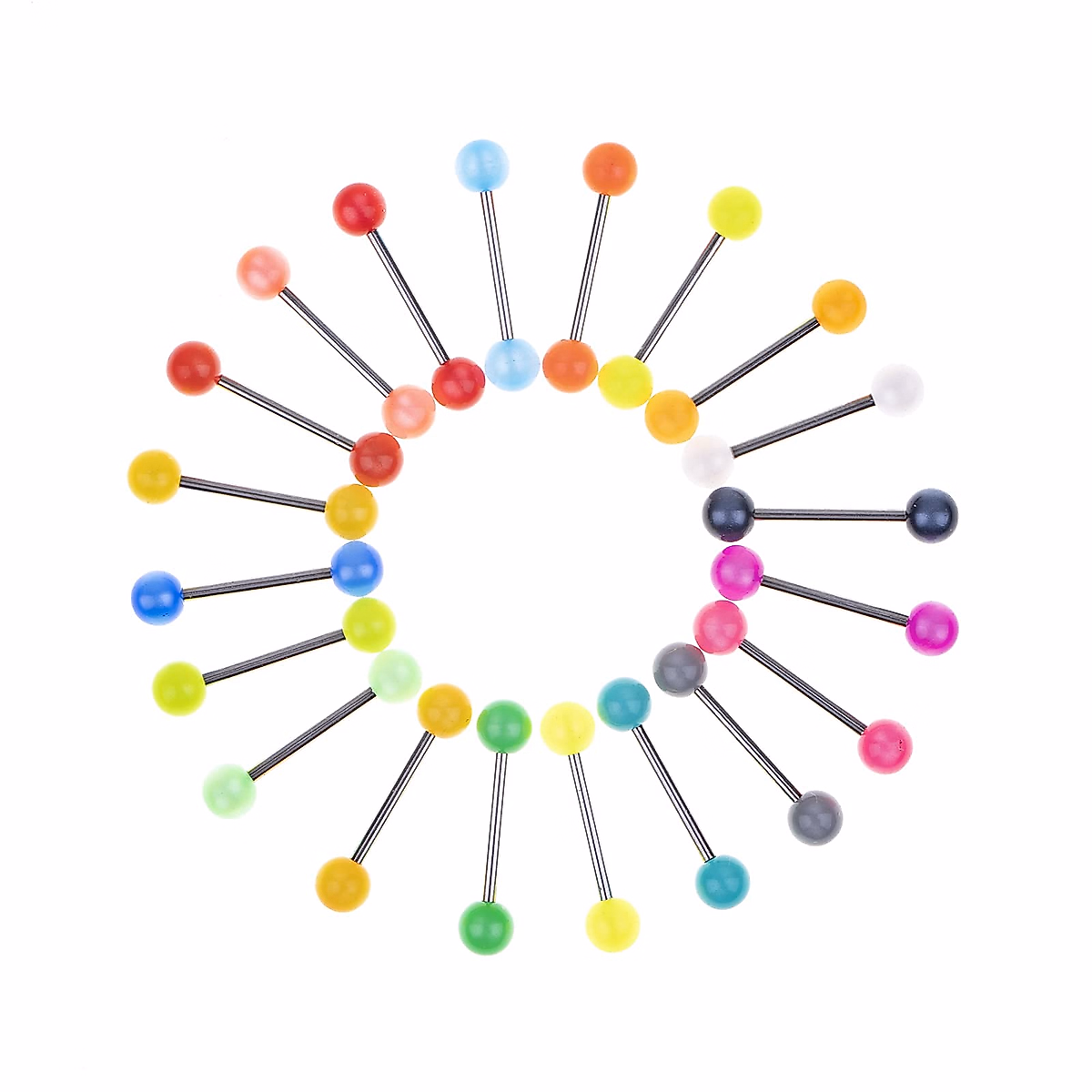 Memsion 20pcs 14G Tongue Rings 316L Surgical Stainless Steel Hypoallergenic Tongue Ring Acrylic Straight Barbell Tongue Piercing Pack Mix Color Nipple Piercing for Women Men