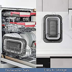 ROTTOGOON Collapsible Colander Strainer, Expandable Over the Sink Colander for Kitchen, Adjustable Silicone Sink Strainer, Foldable Large Colander Basket to Wash Vegetable, Fruit, 15" to 19.8", Gray