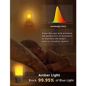 LOHAS Amber Night Light, Dimmable Plug in LED, Yellow Night Light with Dusk to Dawn Sensor, Kids Night Lights for Bedroom, 5-80LM Sleep Aid No Blue Light for Nursery, Hallway, Kitchen, Stairway, 2Pack