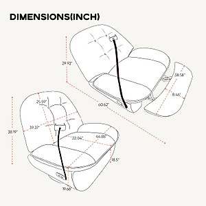 HAIZAO Oversized Recliner Sofa Swivel Rocking Chair Smart Electric Rocker Theater Recliner Chair Lazy Boy Glider with Charging Ports, Stereo Sound, Cellphone Holder and Pillow (Grey, Leather)