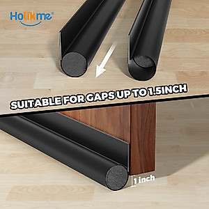 Holikme 2 Pack Door Draft Stopper Weather Stripping,Door Sweep,Adjustable Under Door Draft Blocker,Insulator, Suitable for Interior／Exterior Doors, 36” Length (Black)