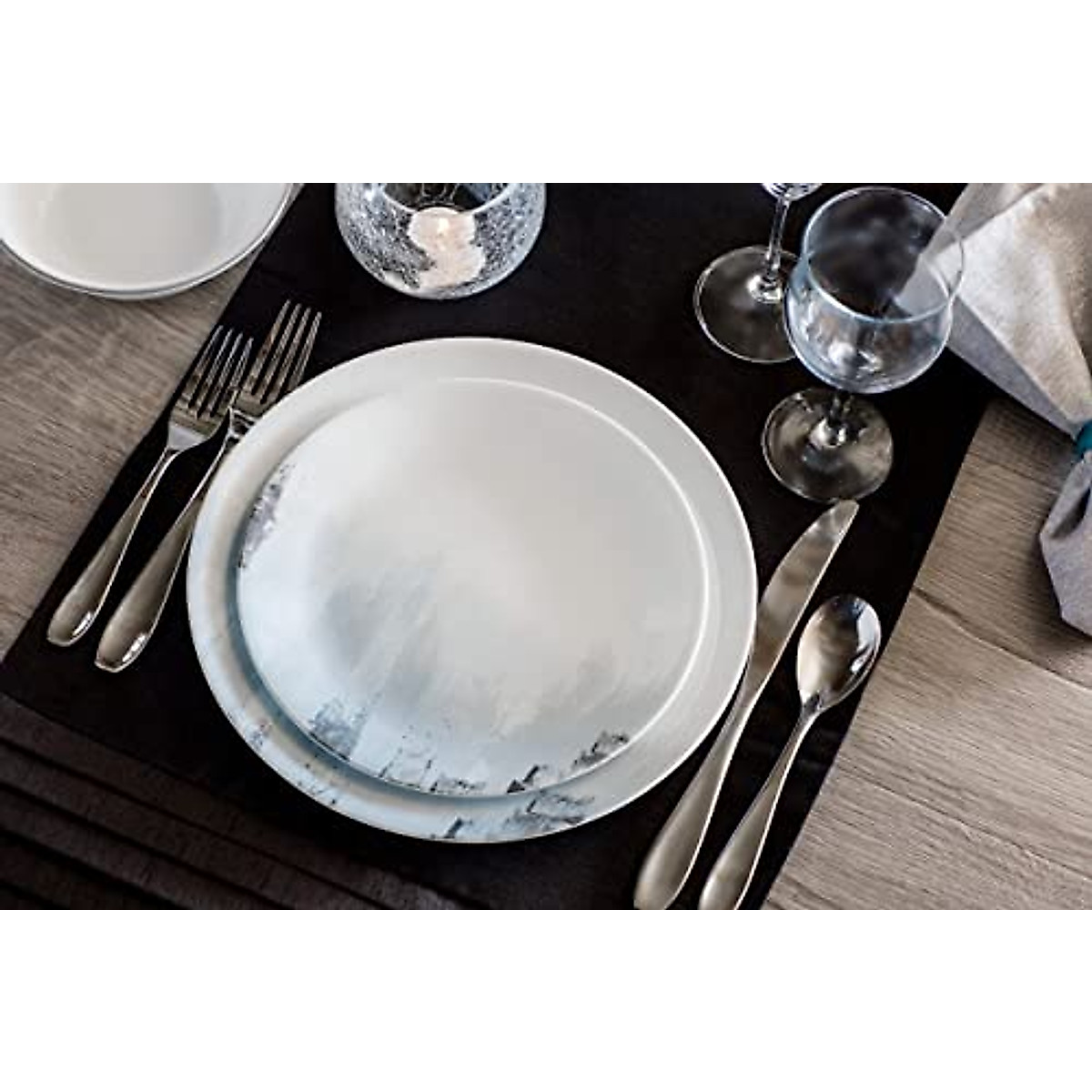 Corelle Tranquil Reflection Chip & Break Resistant 12pc Dinner Set, Service for 4, Blue/Grey, 27.94 x 12.38 x 26.67 cm