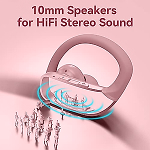 Wireless Earbuds Bluetooth Headphones 48hrs Play Back Sport Earphones with LED Display Over-Ear Buds with Earhooks Built-in Mic Headset for Workout Pink BMANI-VEAT00L