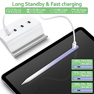 Stylus Pen for iPad 2018-2023, Magnetic Pen for Ipad, Apple Pen,Tilt Sensor & Palm Rejection,Compatible with iPad 6-10,iPad Mini 5/6,iPad Air 3-5,iPad Pro 11"/12.9"