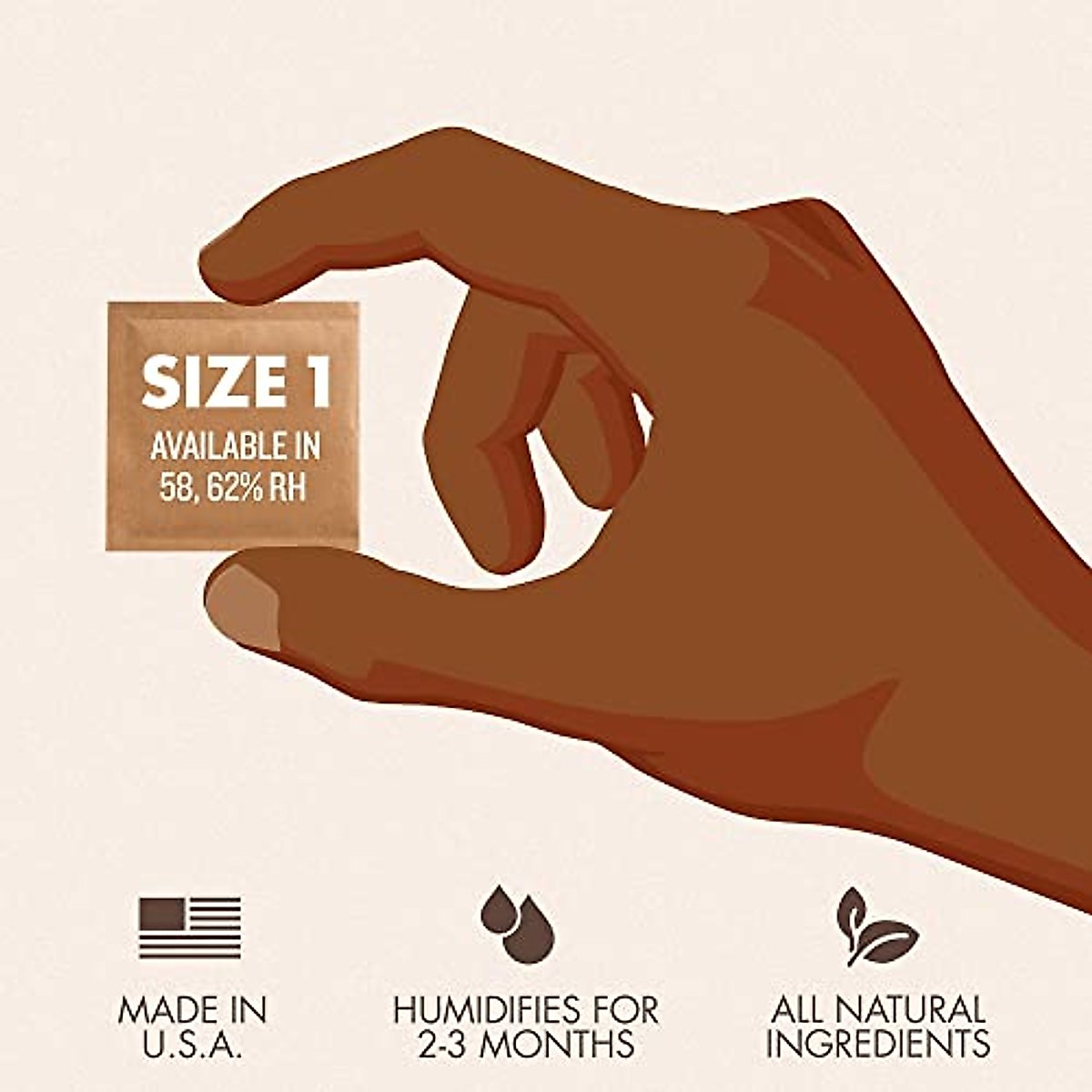 Boveda 62% Storage Humidifier Packets - 2 Way Humidity Control Packs- Size 1-20 Count Resealable Bag - Storage Container Accessories - Bulk Humidity Packs - Relative Humidity Packs - Packet