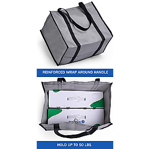 LONGTEAM Extra Large Reusable Foldable Shopping Bag, Fold Away Washable and Lightweight Shopper Bag with Reinforced Handles (3 Pack)