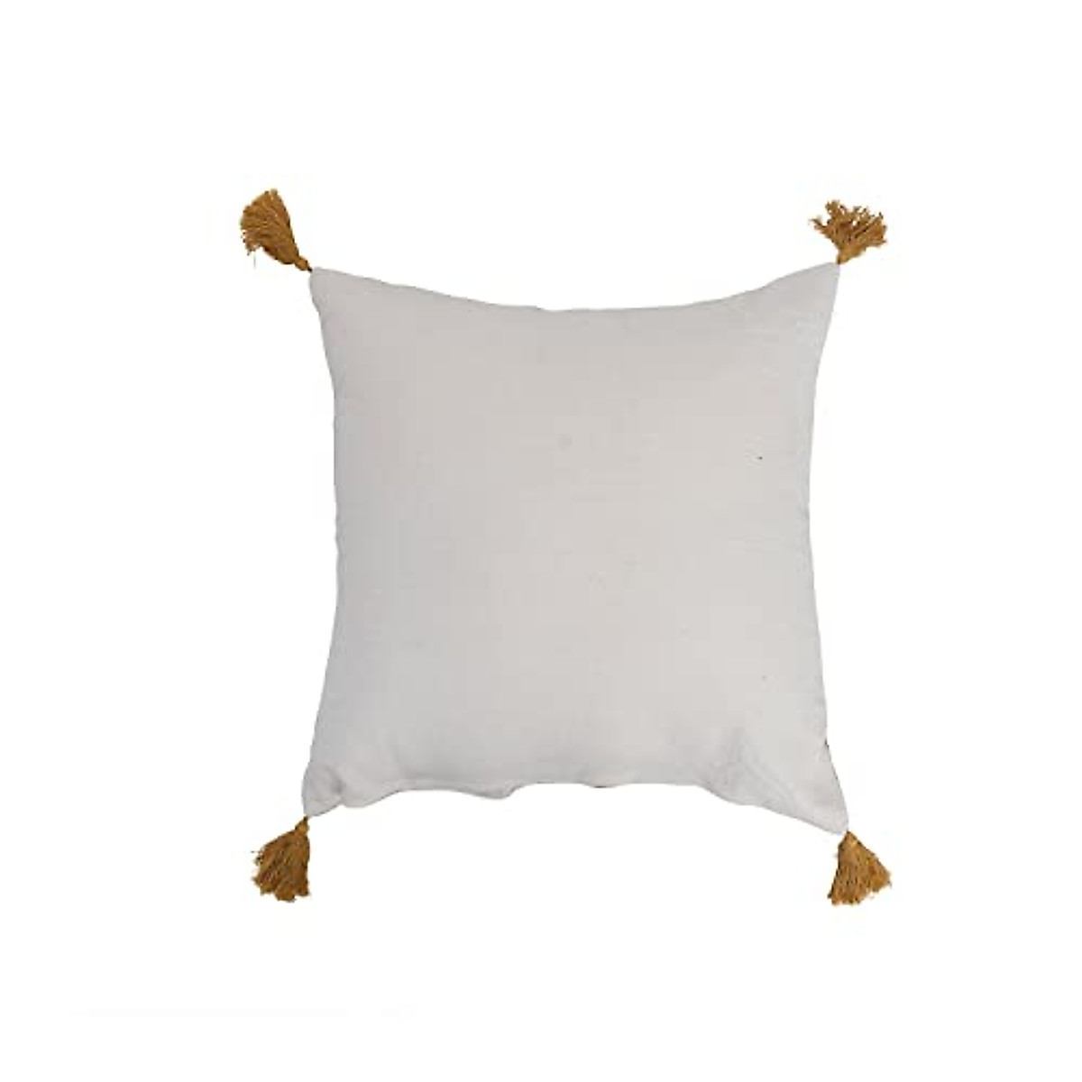 Creative Co-Op Cotton Pattern and Tassels Pillow, 20" L x 20" W x 2" H, Multicolor