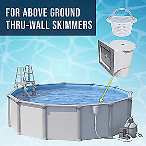 U.S. Pool Supply Above Ground Pool Thru-Wall Skimmer Baskets with Handles, 2 Pack - Swimming Pool Replacement Baskets - Standard Small Thru-Wall Size - Skim Remove Debris, Cleanout Leaves, Clean Pool